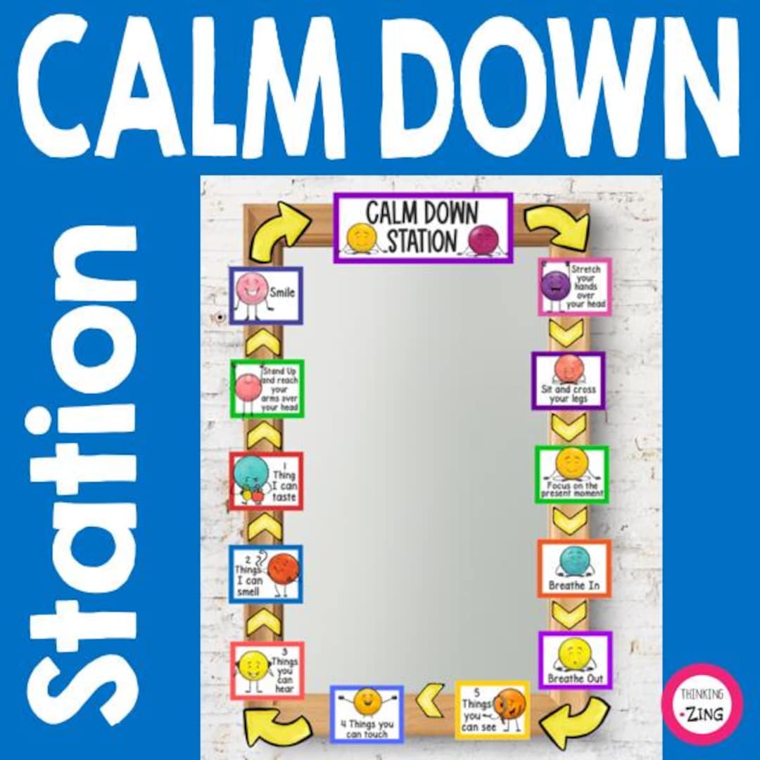 Calm Down Station: Classroom Decor, Grounding Technique Cards (3 PDF ...