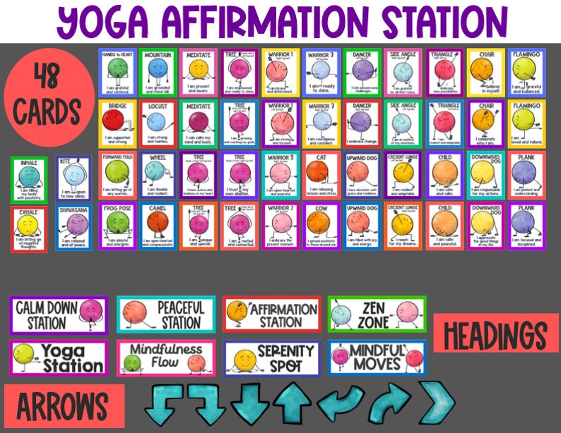 Kids Yoga Affirmation Station Calm Down Station | Mindfulness Kids ...