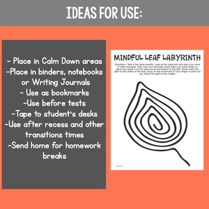 Leaf Labyrinths Mindfulness Posters and Cards Breathing - Calming Cards ...