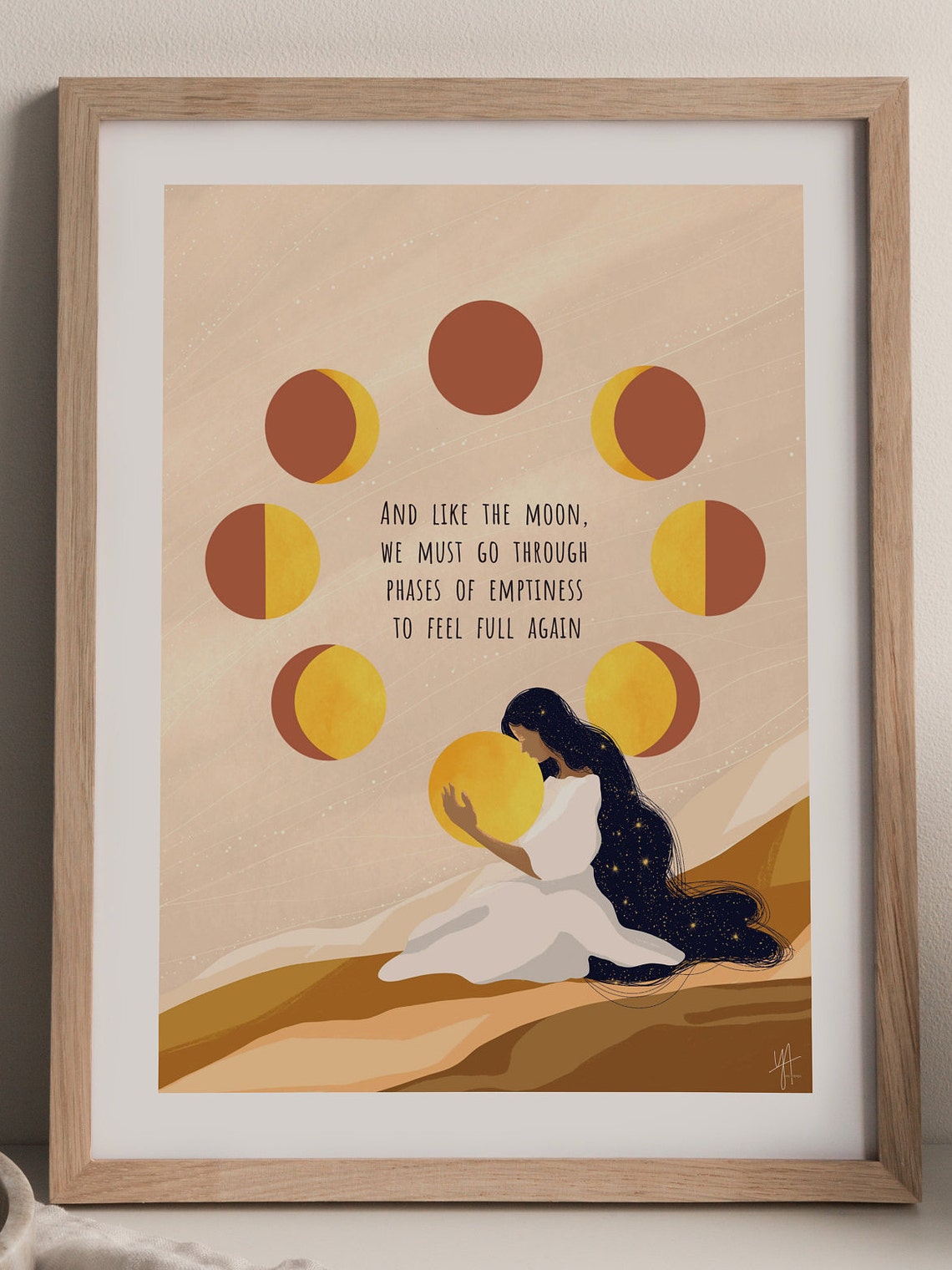 Moon Phases Quote Woman Fine Art Giclee Print Earth Colors - Etsy