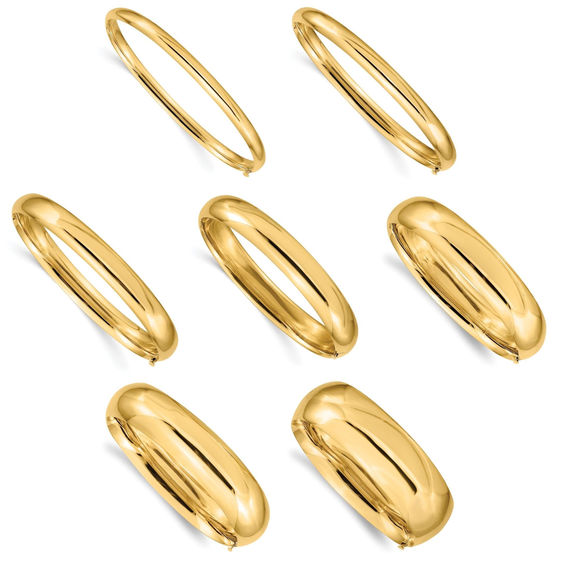 14K Yellow Gold High Polished Hinged Bangle Bracelets | Etsy