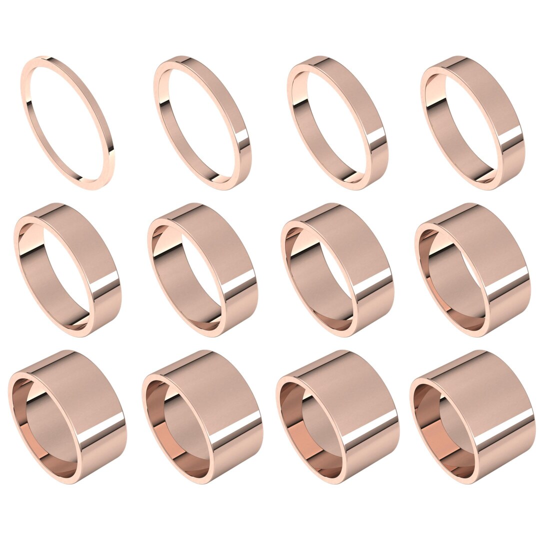 Solid 14K Rose Gold Standard Weight & Standard Fit Flat Wedding Band, 1 ...
