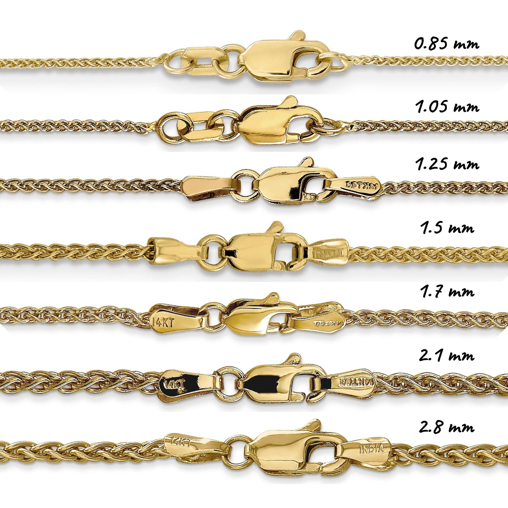 Solid 14K Yellow Gold Spiga Wheat Chain Necklace | Etsy