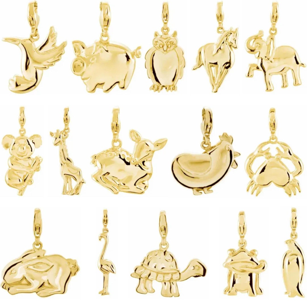 Solid 14K Yellow Gold Animal Charms - Etsy