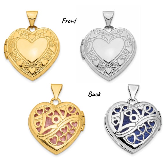 White gold locket engraved store