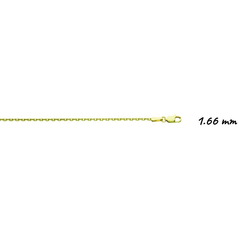 Solid 14K Yellow Gold D/C Cable Chain Necklace, 16"-24" Inch, 0.8mm-2 ...