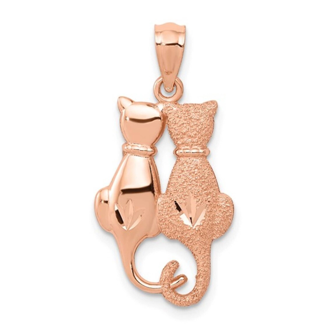 10K / 14K Yellow or Rose Gold Satin & Polished Cats Pendant - Etsy