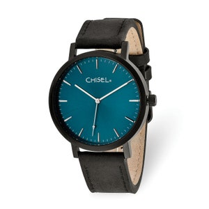 Chisel Matte Black Leather Blue, Red, Black, or Green Dial Watch - Etsy