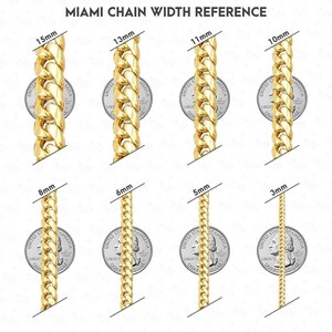 Semi-solid 14K Yellow Gold Miami Cuban Necklace Chain, 16"-30" Inch, 5 ...