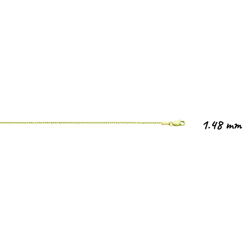Solid 14K Yellow Gold D/C Cable Chain Necklace, 16"-24" Inch, 0.8mm-2 ...