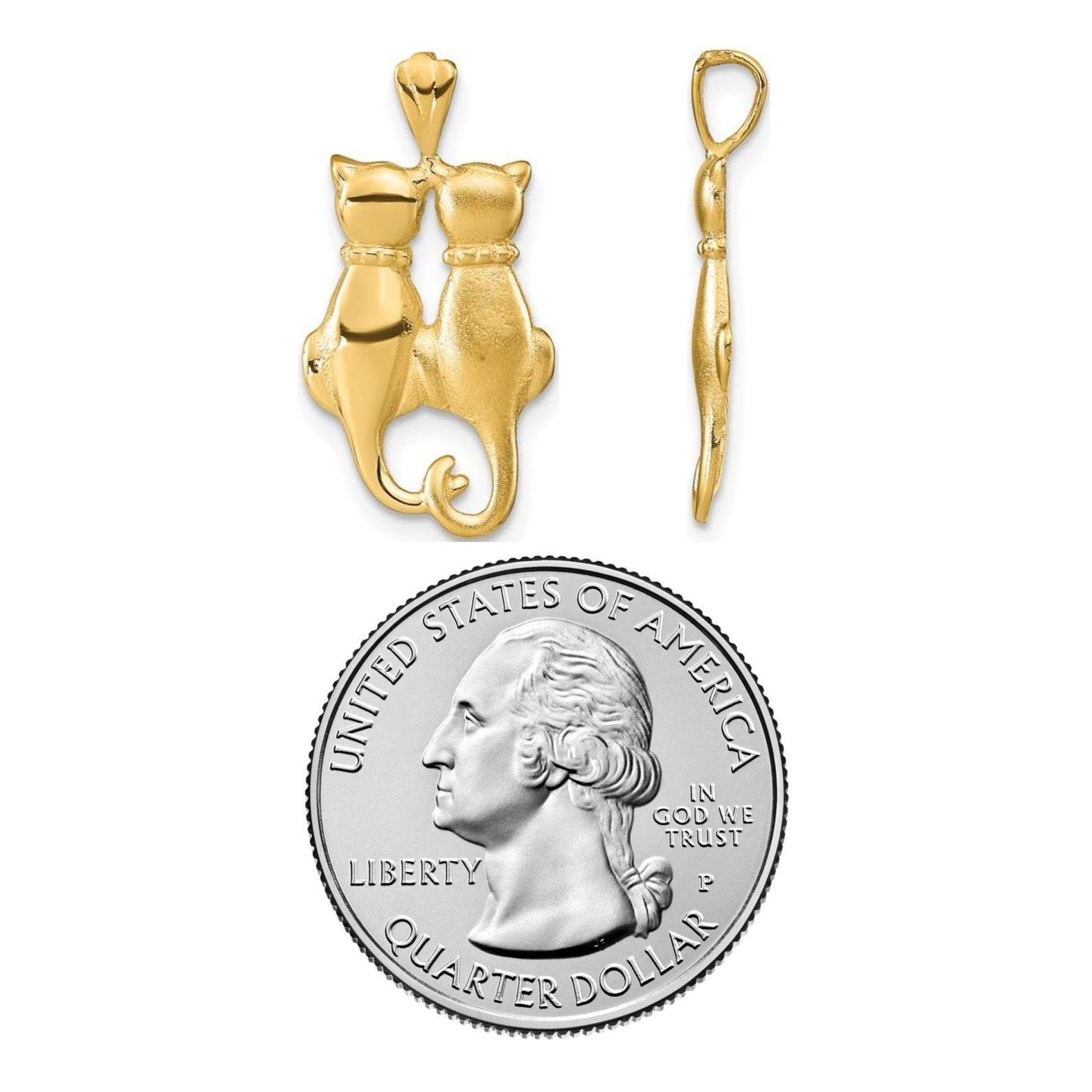 10K / 14K Yellow or Rose Gold Satin & Polished Cats Pendant - Etsy