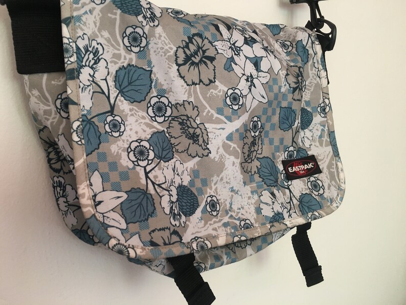 Eastpak Mini Messanger Color Silver With Flowers 00s Made in USA - Etsy