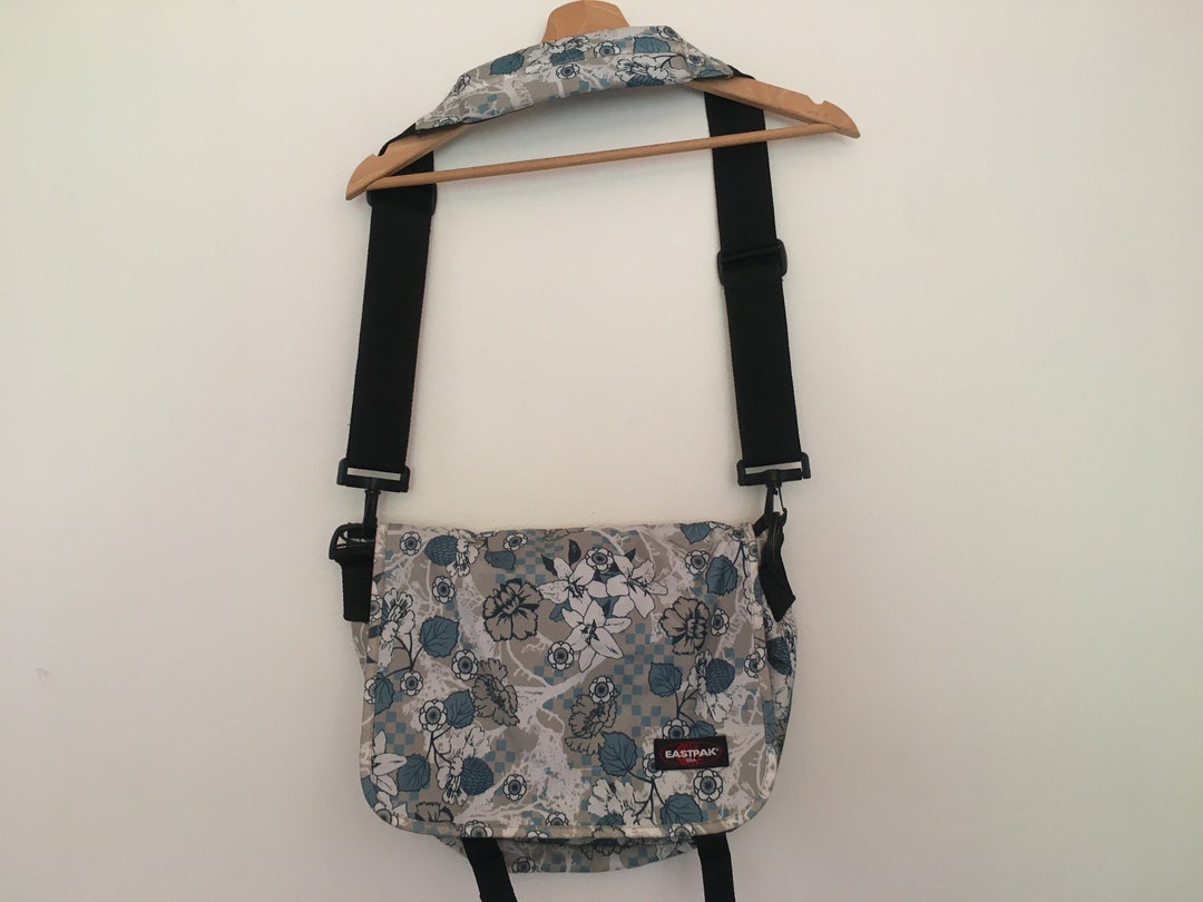 Eastpak Mini Messanger Color Silver With Flowers 00s Made in USA - Etsy