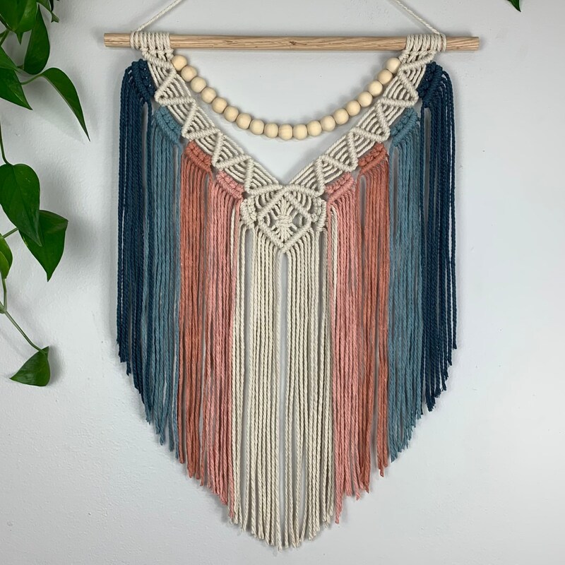 Blue Macrame Wall Hanging - Etsy
