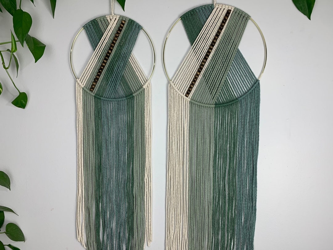 Green Macrame Hoop Wall Hanging Boho Decor Macrame Decor Colorful ...
