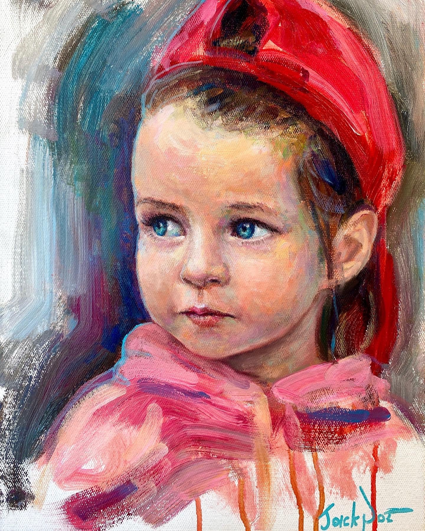 Oil portrait of a little girl acrylic painting canvas art | Etsy