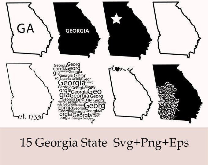 Georgia Outline With Text SVG Cut File | State of Georgia Outline SVG ...