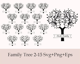Family Tree 7 Members Svg Family Tree Branch Heart Frame - Etsy