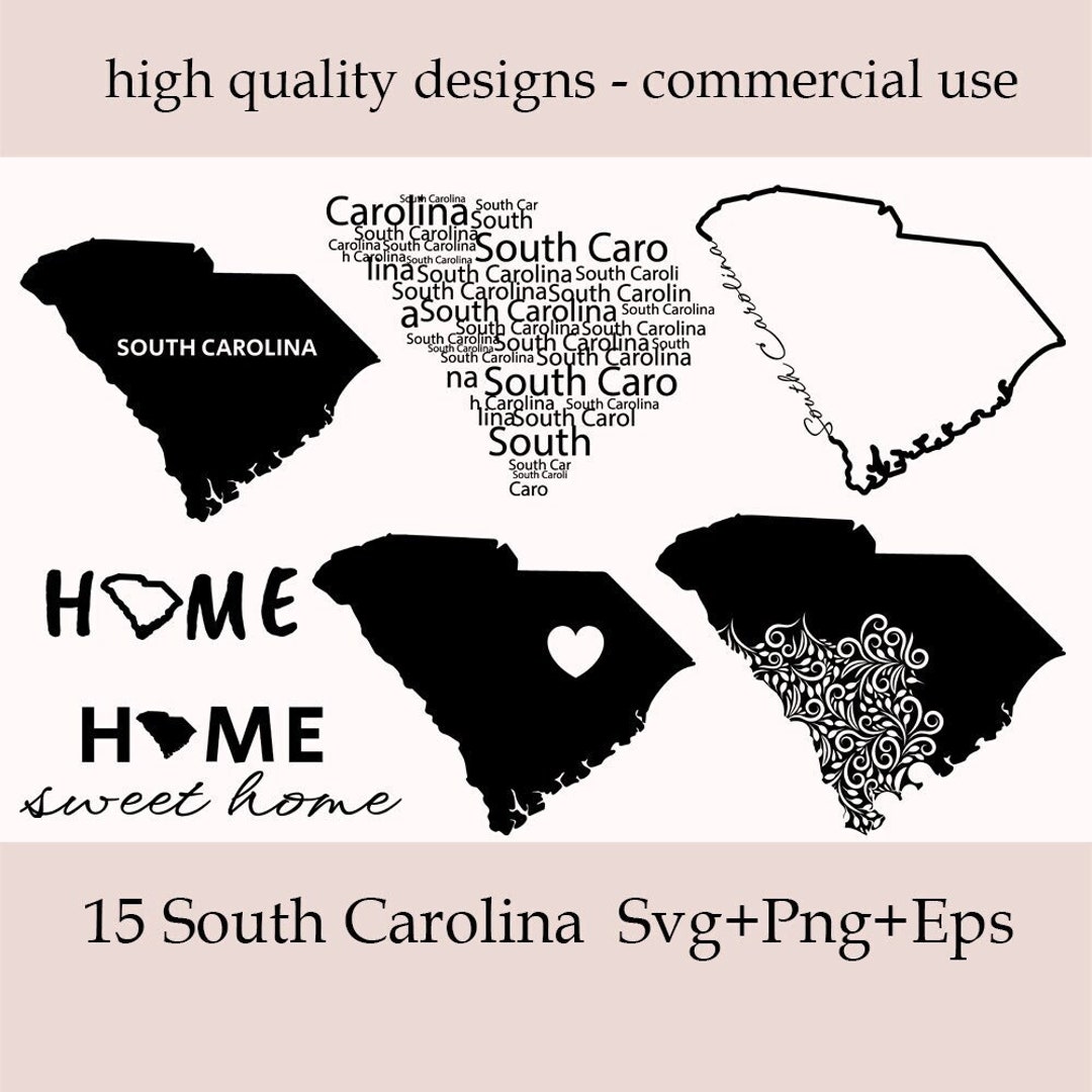 South Carolina State SVG, Silhouette, South Carolina Outline, Cut File ...