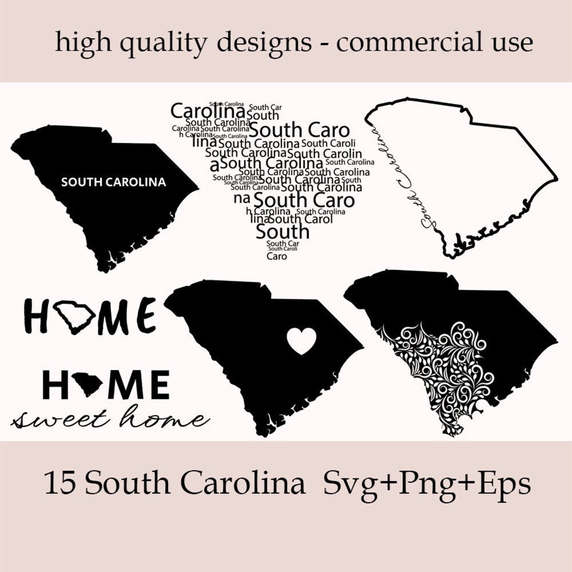 South Carolina State SVG, Silhouette, South Carolina Outline, Cut File ...