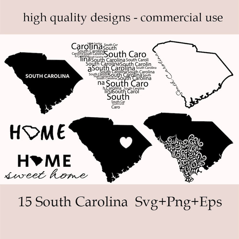 South Carolina State SVG Silhouette South Carolina Outline - Etsy