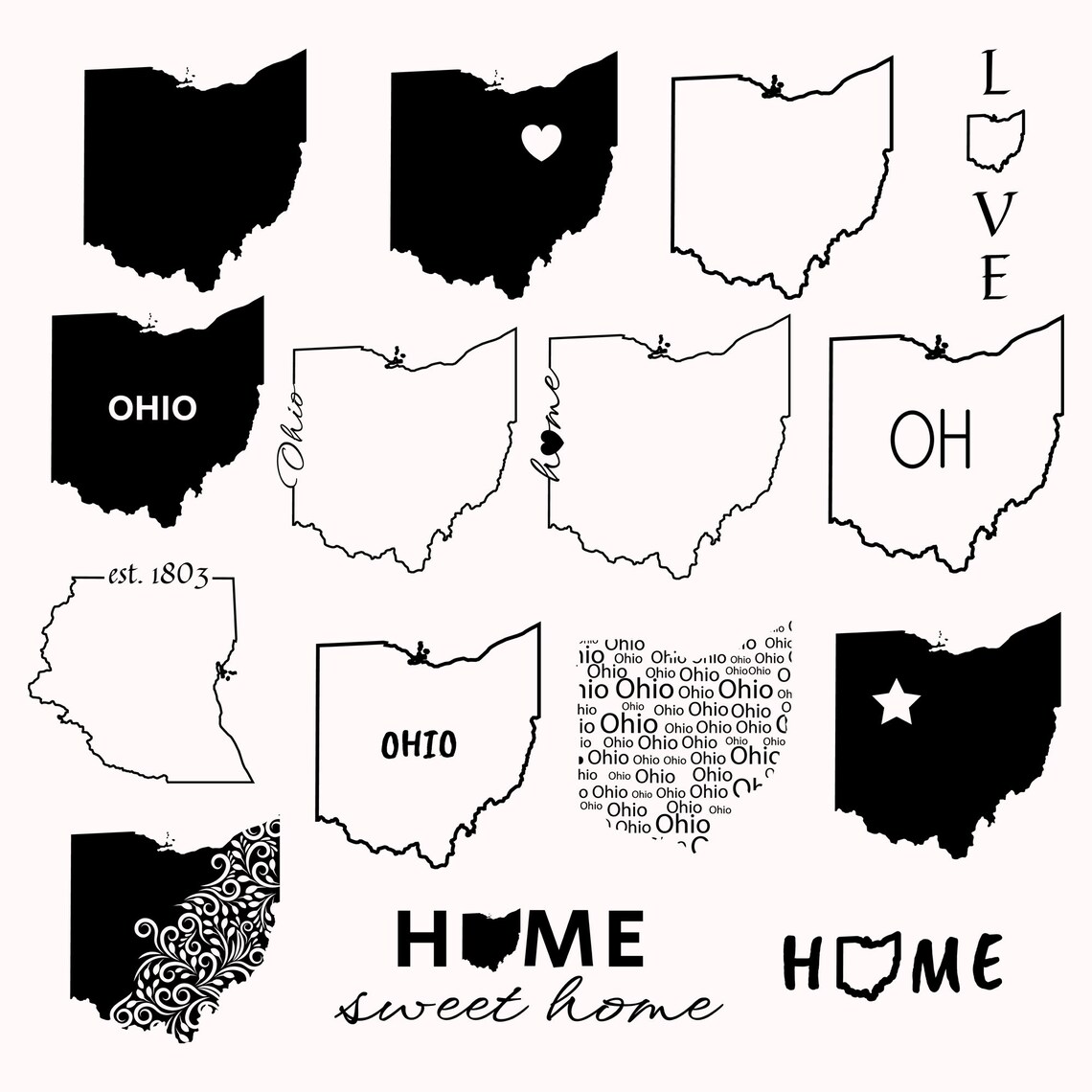 Ohio State SVG Bundle Cut File Cricut OH Clip Art Ohio - Etsy