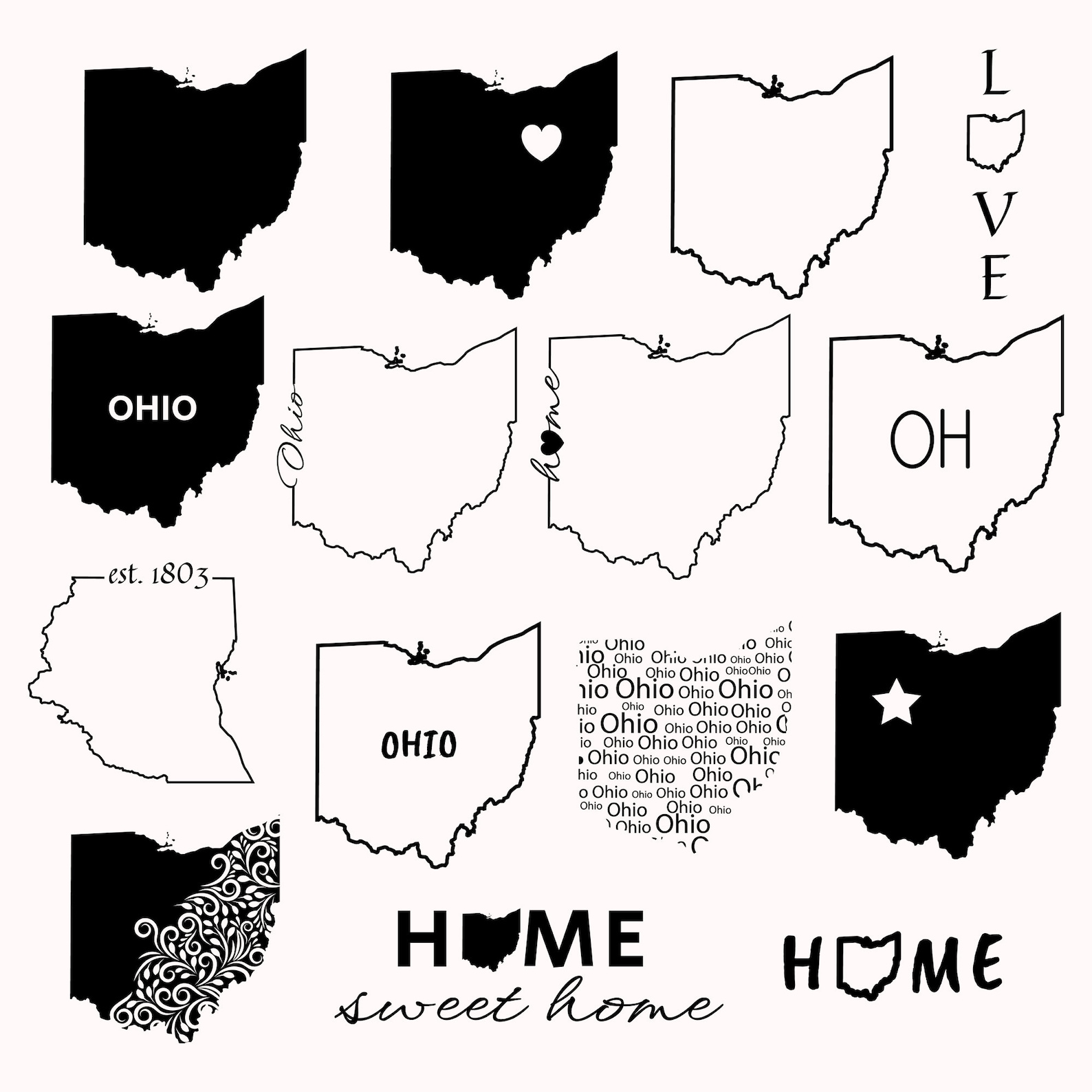 Ohio State SVG Bundle, Cut File, Cricut, OH Clip Art, Ohio Outline Png ...