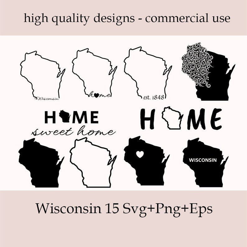 Wisconsin SVG Wisconsin State Svg Silhouette Wisconsin - Etsy