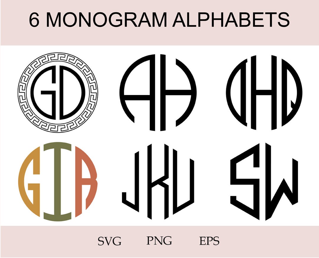 6 Monogram Alphabet Svg Bundle, Monogram Letters Svg, Family Monogram ...