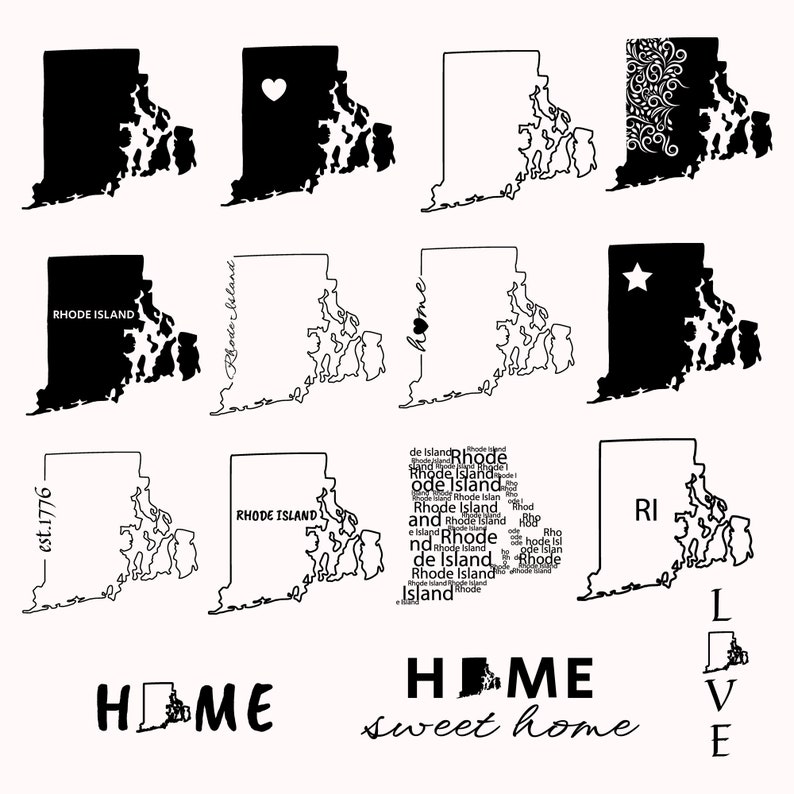 Rhode Island SVG Bundle, Silhouette, Rhode Island State Clipart, Rhode ...