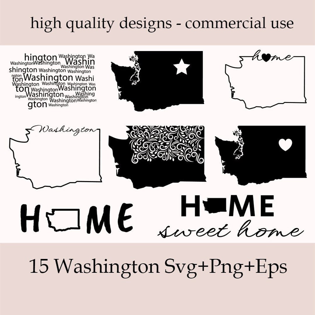 Washington State SVG, WA Svg, State of Washington Outline, Cut Files ...