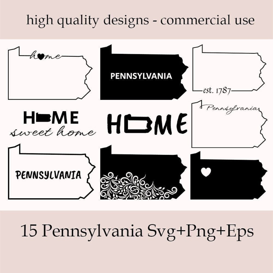 Pennsylvania SVG Bundle Penn State Png Cut Files - Etsy