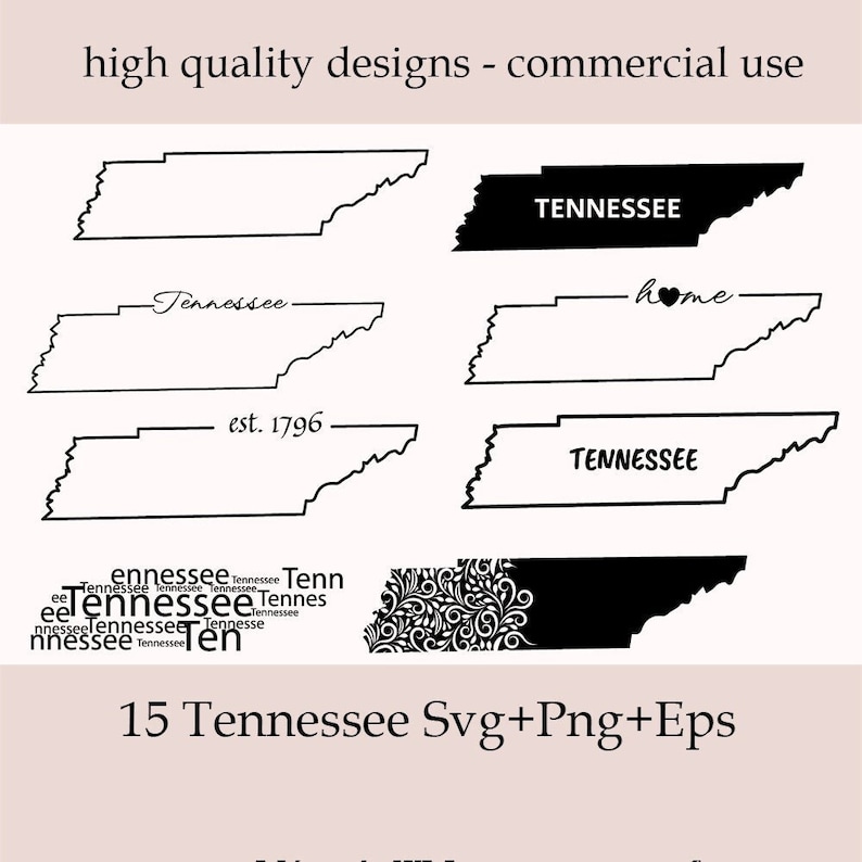 Tennessee SVG Bundle, Silhouette, Tennessee State Clipart, Tennessee ...