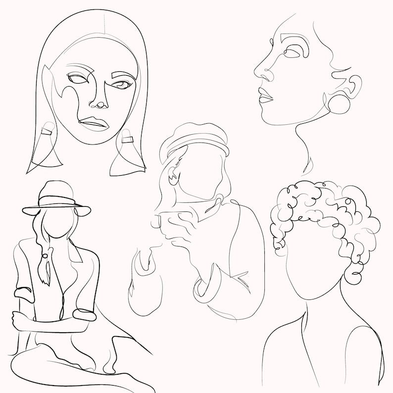 Woman Line Art Svg Female Face Svg Bundle Minimal Svg Woman - Etsy