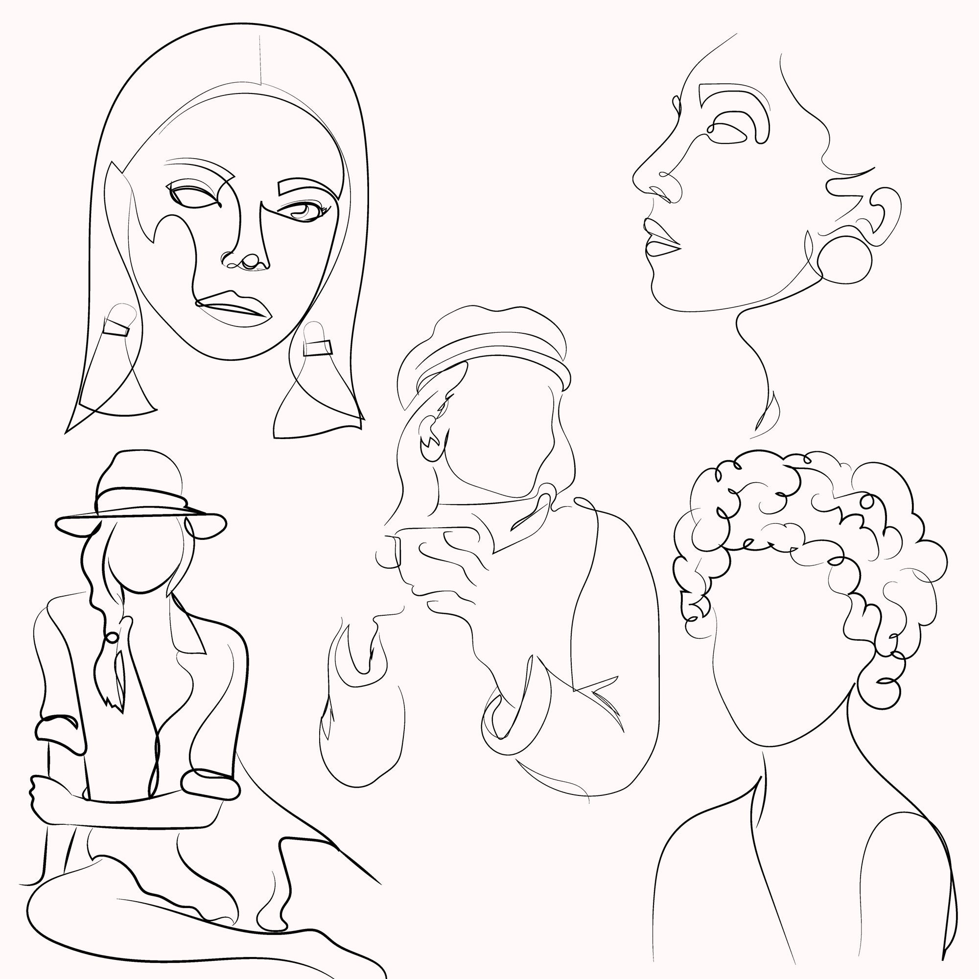 Woman Line Art Svg Female Face Svg Bundle Minimal Svg Woman - Etsy ...