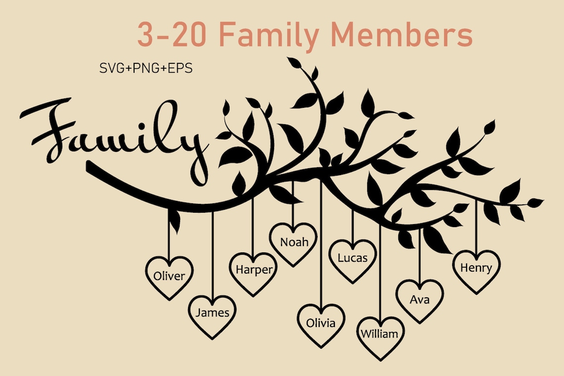 Family Tree Svg 3-20 Members, Family Branch Svg File, Tree of Life Svg ...