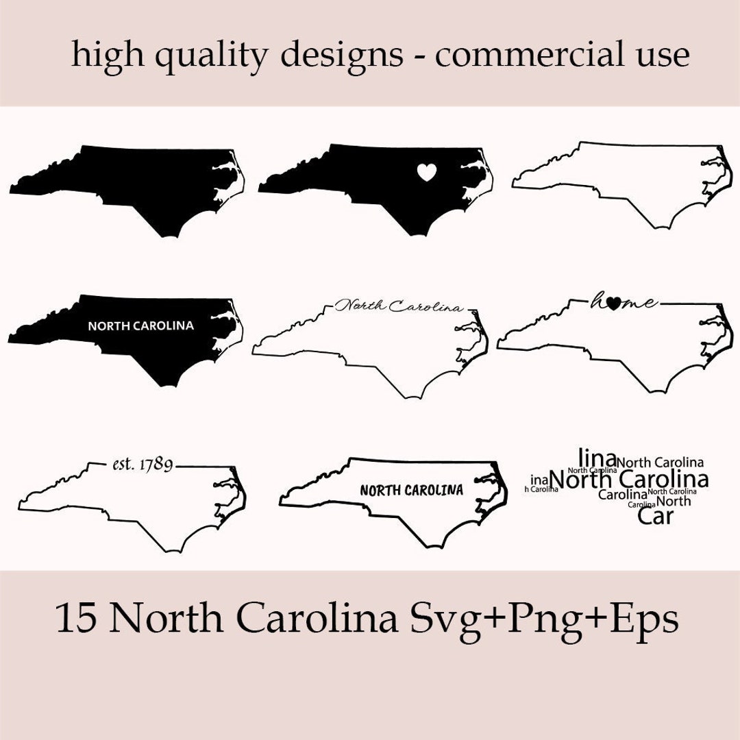 North Carolina SVG Bundle, Silhouette, North Carolina State Clipart ...