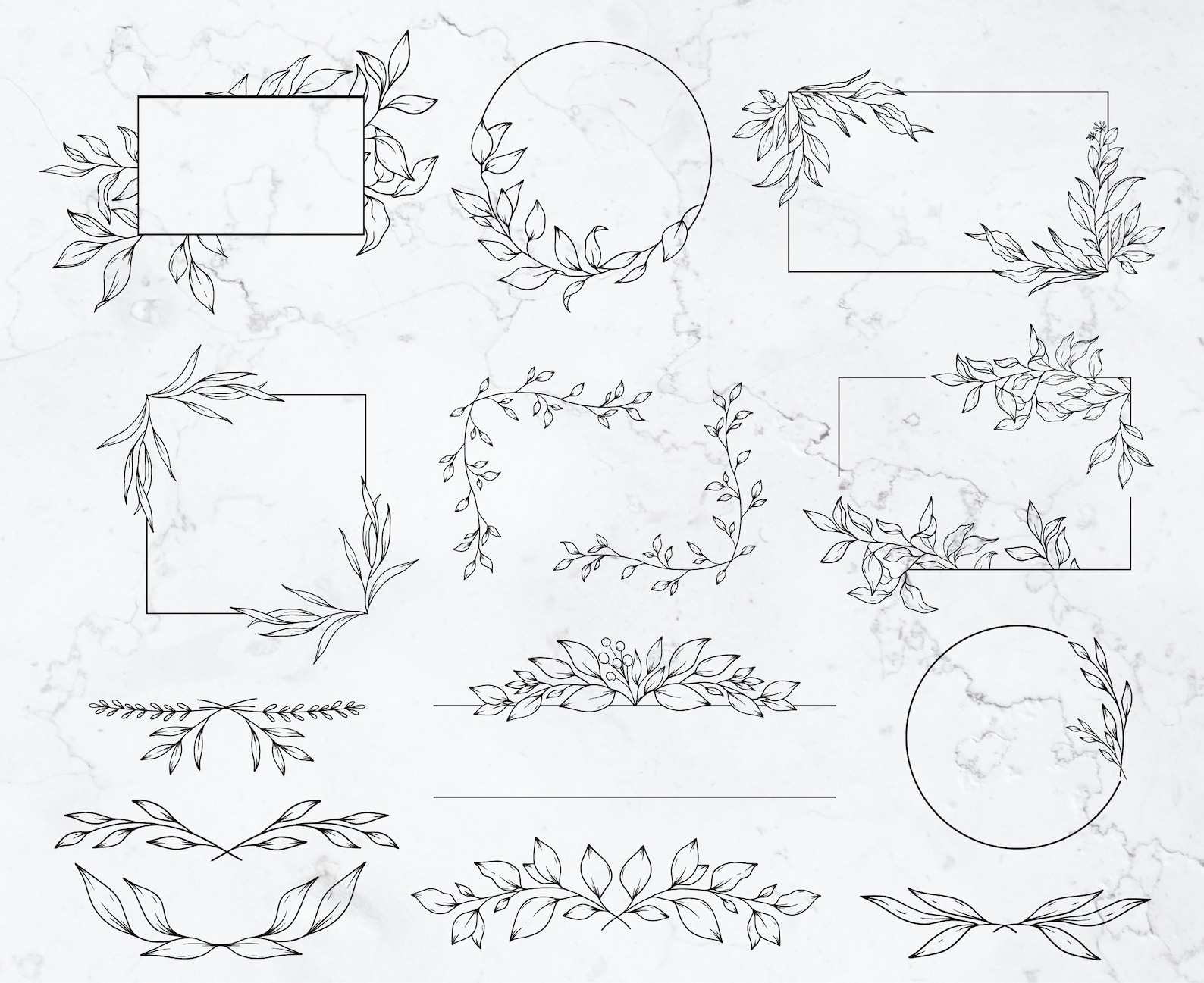 Botanical Leaves and Twigs SVG Bundle, Botanical Clipart, Tree Branch ...