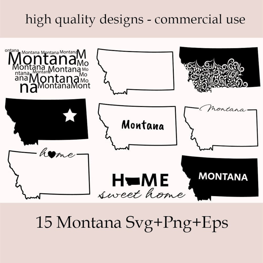 Montana SVG Bundle, Silhouette, Montana State Clipart, Montana Home Svg ...