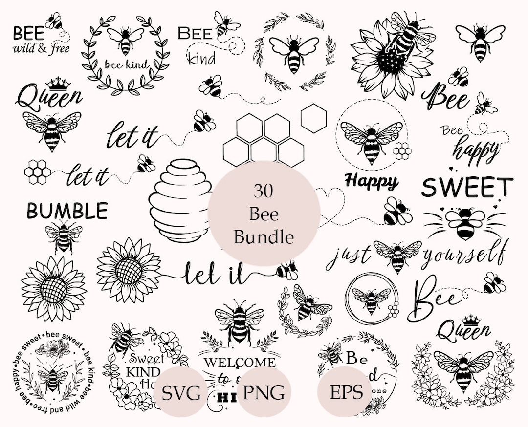 Bee SVG Bundle, Bumble Bee Svg, Honey Svg, Bee Clipart, Bee Silhouette ...