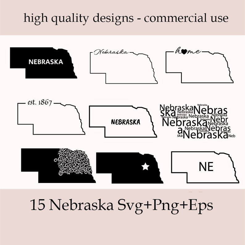 Nebraska SVG Bundle Silhouette Nebraska State Clipart - Etsy