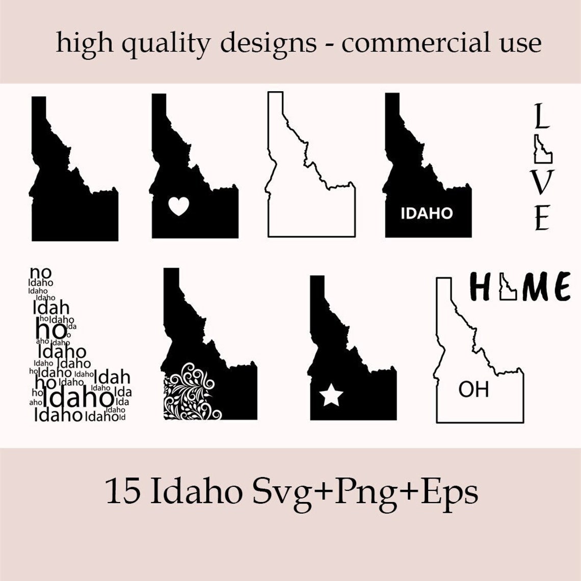 Idaho SVG Bundle Silhouette Idaho State Clipart Idaho Home - Etsy
