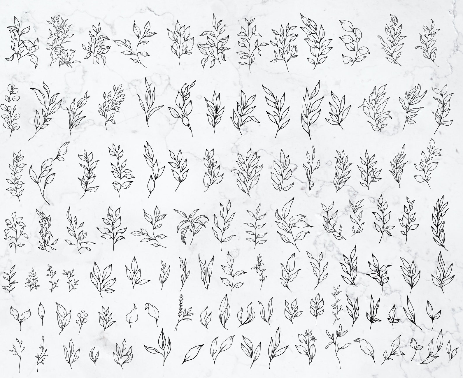 Botanical Leaves and Twigs SVG Bundle, Botanical Clipart, Tree Branch ...