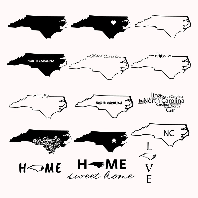 North Carolina SVG Bundle, Silhouette, North Carolina State Clipart ...