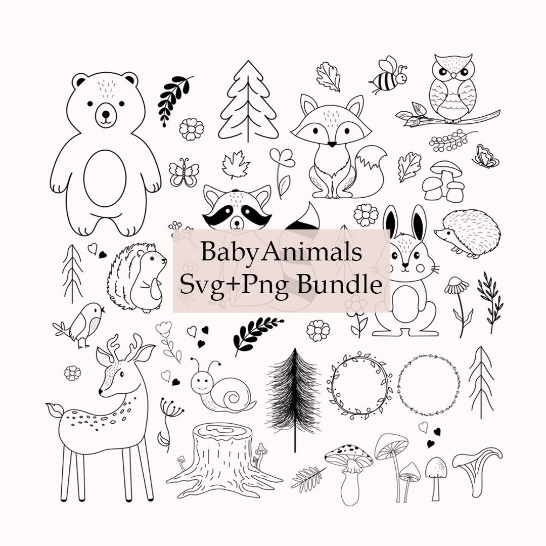 Woodland Animals Svg Bundle, Baby Animals Svg, Rabbit,hedgehog,fox,bear ...