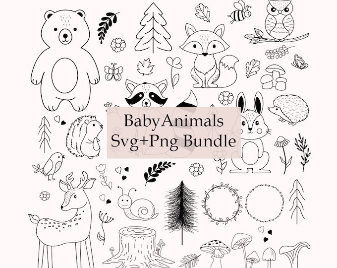 Baby Animals Svg Bundle, Cute Animal Svg, Woodland Animals Svg,rabbit ...