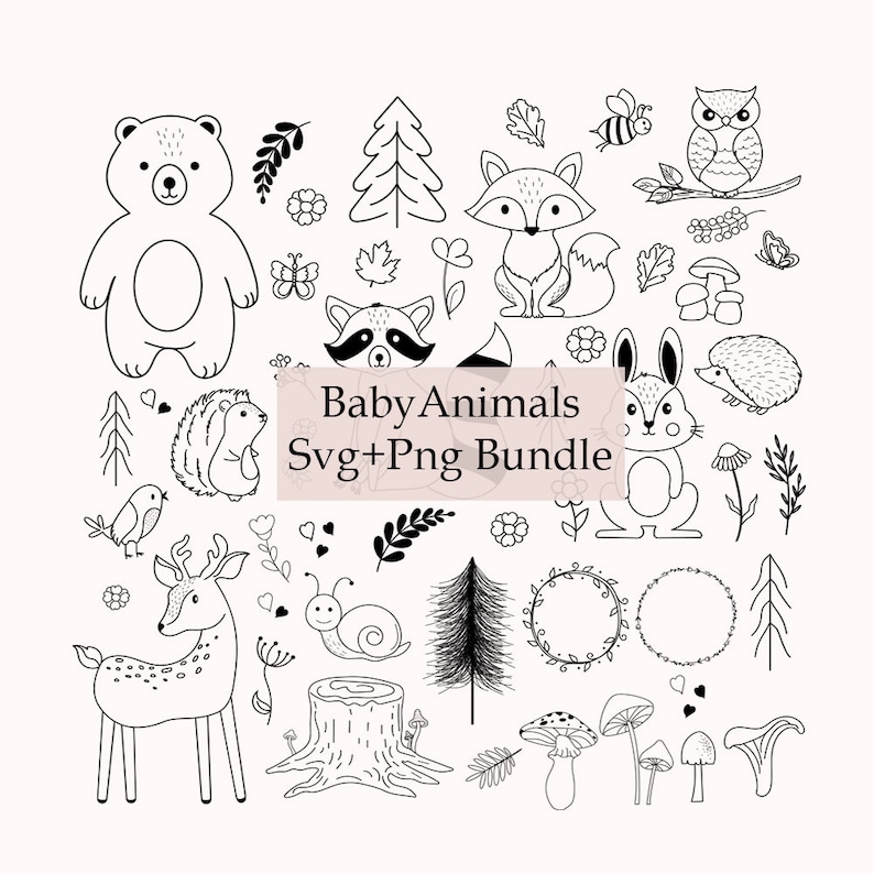 Woodland Animals Svg Bundle Baby Animals Svg - Etsy