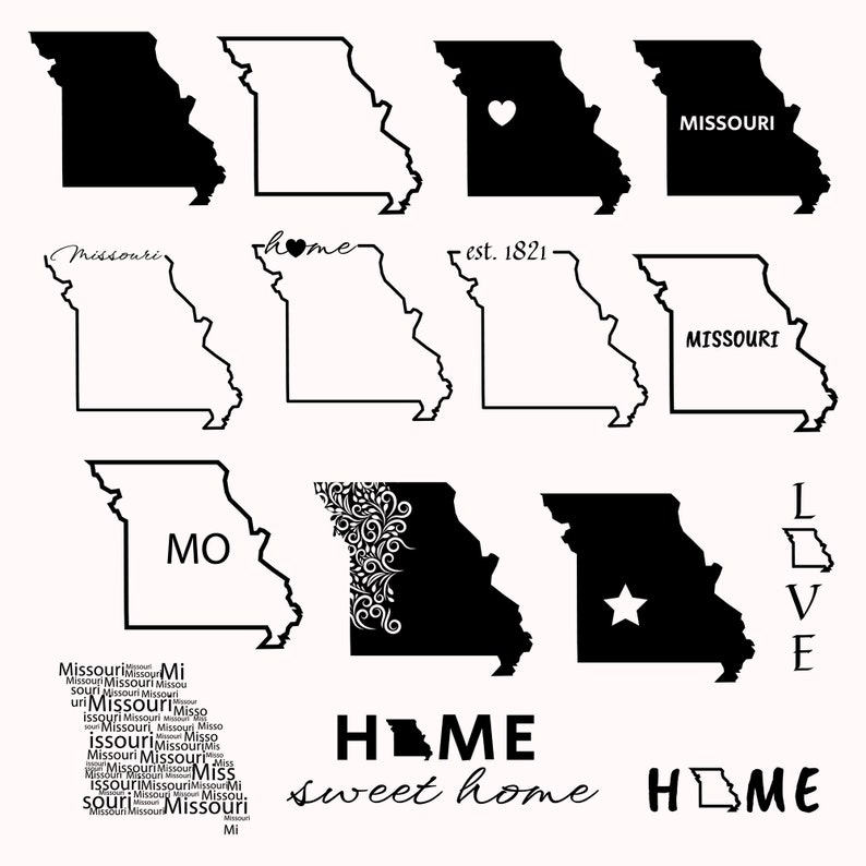 Missouri SVG Missouri State Clipart Cut File for Cricut - Etsy