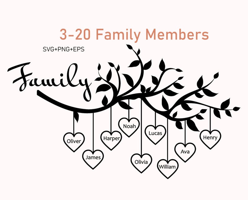 Family Tree Svg 3-20 Members Family Branch Svg File Tree of - Etsy