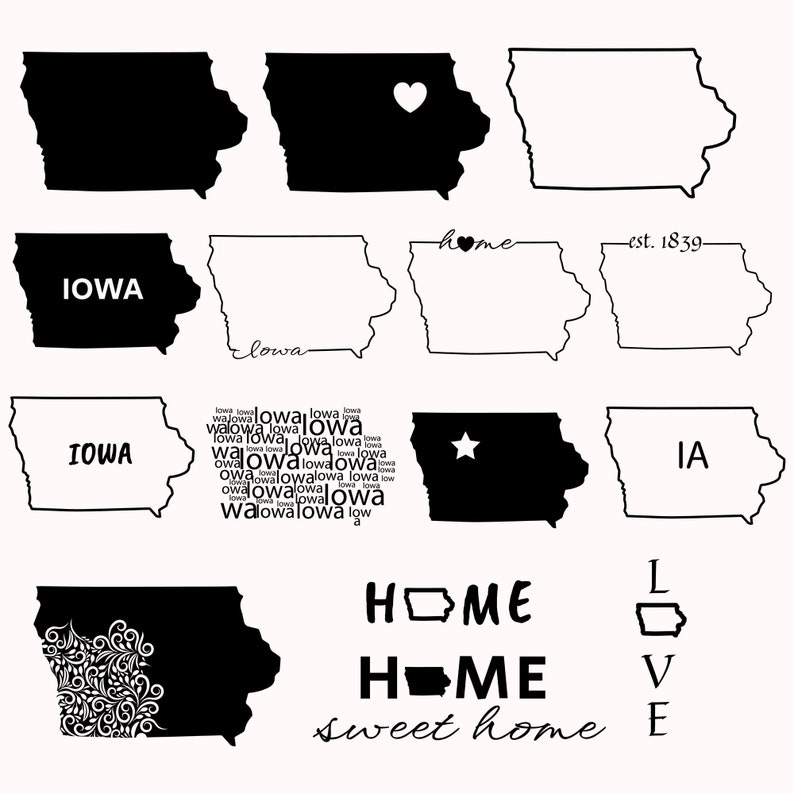 Iowa State SVG Silhouette Iowa Outline Cut File for Cricut - Etsy